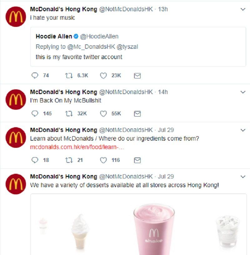 Suicidal ‘McDonald’s Hong Kong’ Twitter Epically Trolls the Internet ...