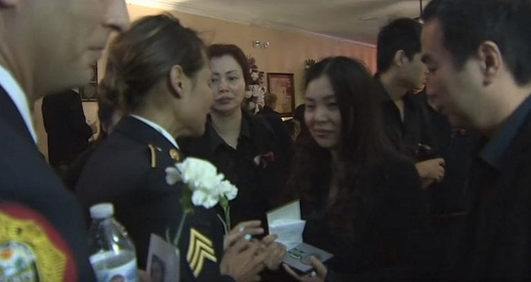 Heartbroken Mother Watches as Her Hero Son Peter Wang is Laid To Rest ...