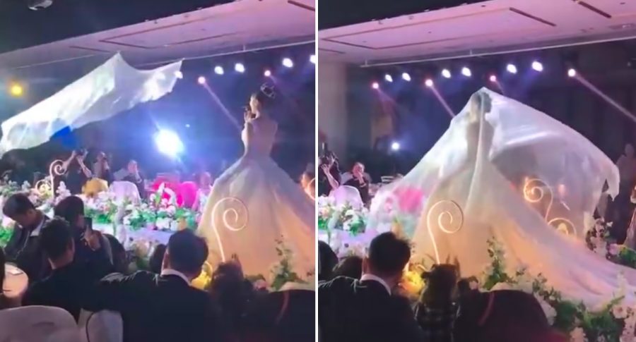 China Has a 'Flying Veil' Trend That's Making Weddings So Extra