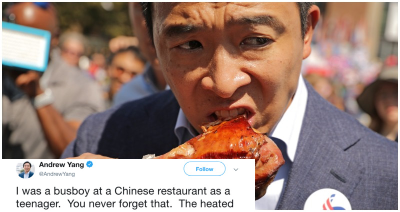 Andrew Yang Used to Burn His Hands on Hot Dishes as a Busboy at a ...