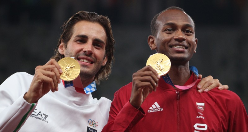 Qatari and Italian best friends share Olympic gold medal for men's high ...