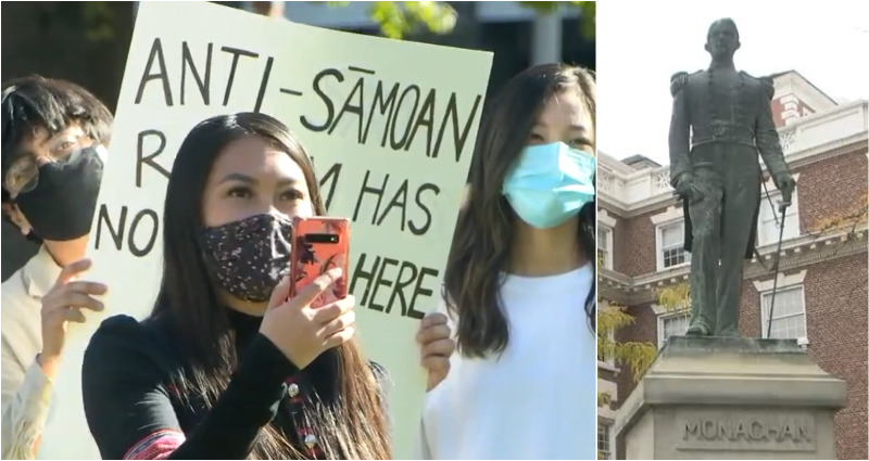 Pacific Islanders rally to have 'racist' statue of US sailor taken down ...