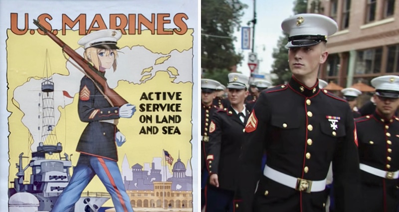 U.S. Marines spotted using a poster featuring an anime character to ...