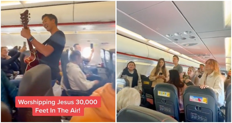 Video of Singaporean man leading Christian worship songs on a plane mid ...