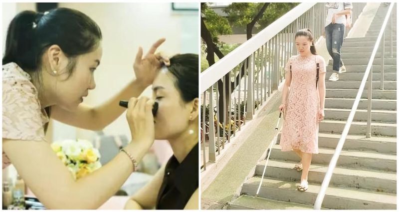 Blind Chinese makeup artist teaches other visually impaired women how ...