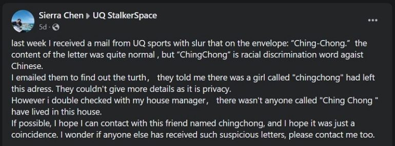 Confusion after Chinese woman receives letter from university addressed ...