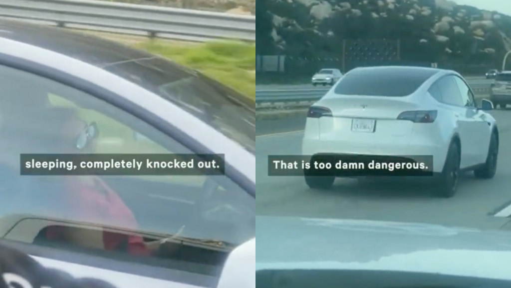 Viral video shows woman asleep behind the wheel of a Tesla on ...