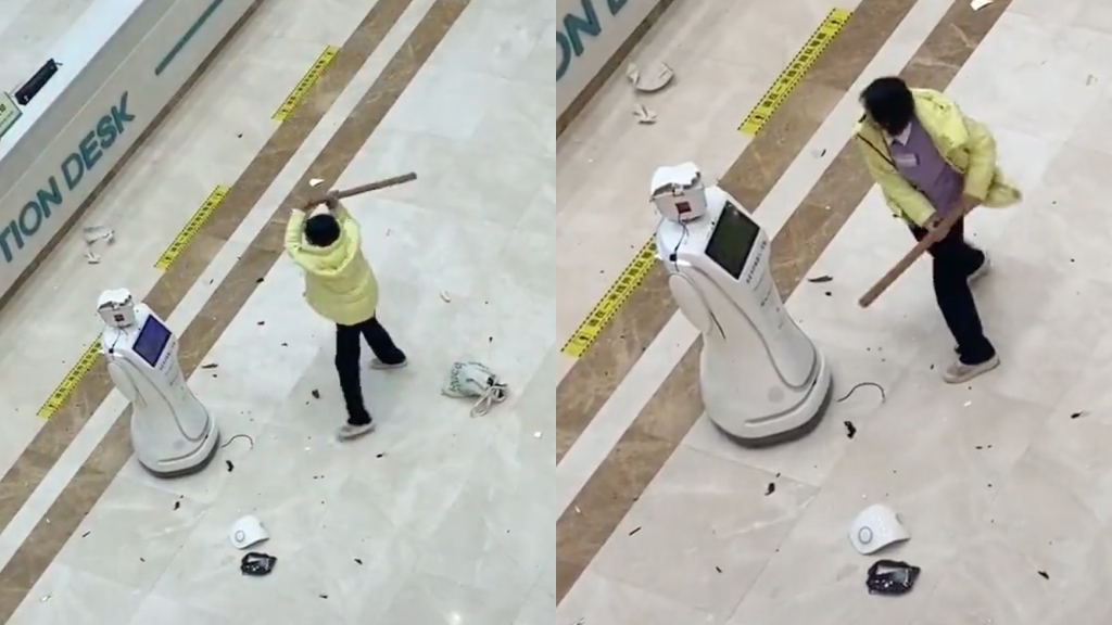 Woman videoed angrily smashing robot in Chinese hospital garners ...