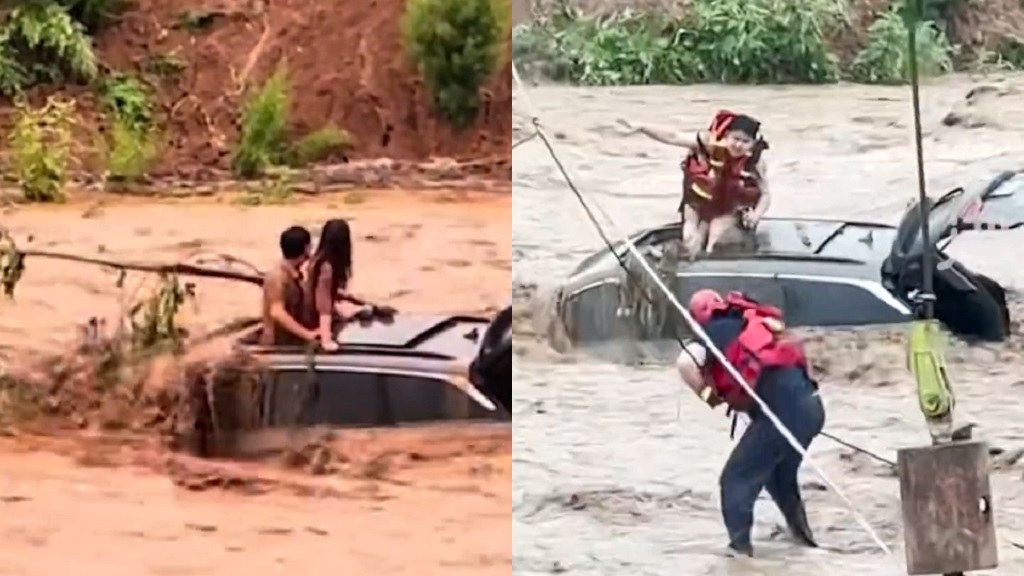 Video: Man tells rescuers to save his girlfriend 1st after flood sweeps ...