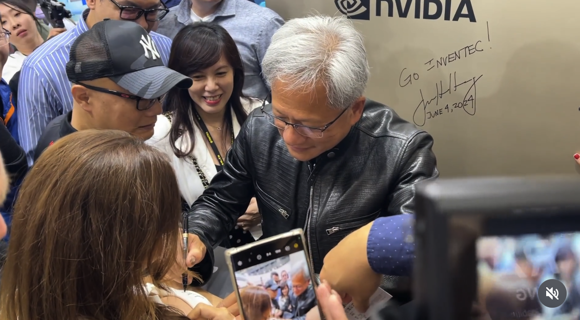 Nvidia CEO spotted signing woman’s chest